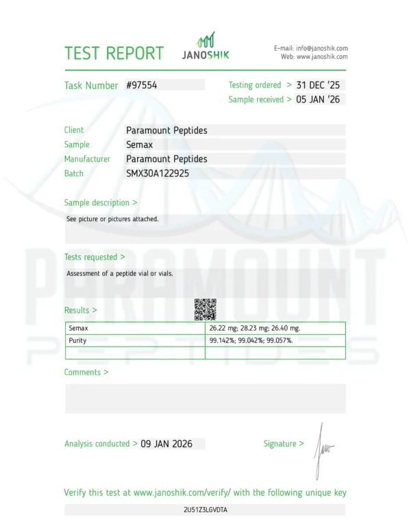 Buy Semax Peptide 30mg | Paramount Peptides