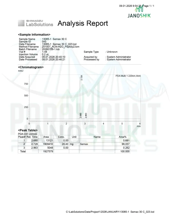 Buy Semax Peptide 30mg | Paramount Peptides